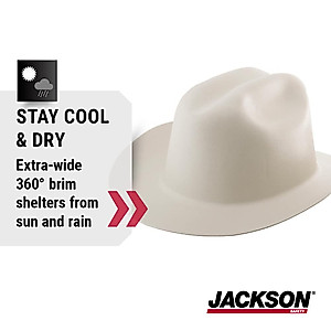 Jackson Western Hard Hat, White, Wide brim (138-19500)
