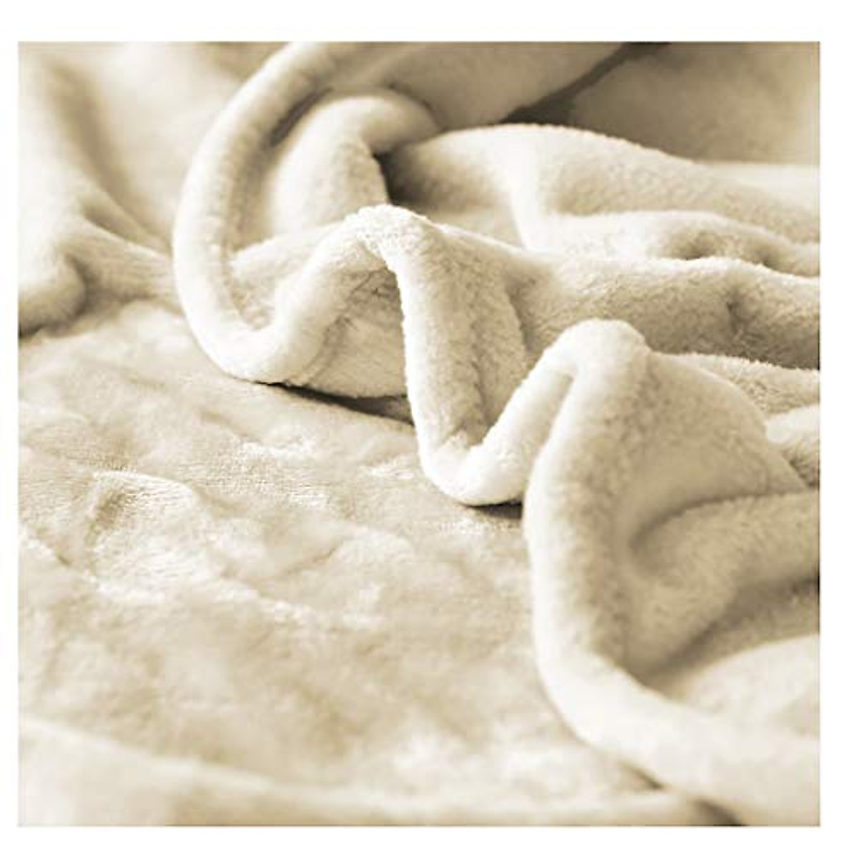 U.S. Polo Assn. Super Soft Oversized Bed & Couch Throw Blanket, Fuzzy Warm Lightweight Flannel Throws, All Season Plush Fleece Comfort, 50x70in, Beige