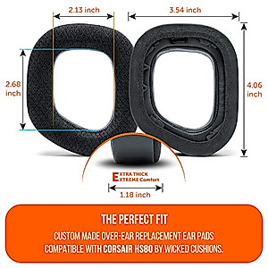 WC Freeze HS80 - Cooling Gel Earpads for Corsair HS80 RGB Wireless, Wired, & HS80 Max by Wicked Cushions - Elevate Comfort, Thickness & Sound Isolation for Epic Gaming Sessions | Black