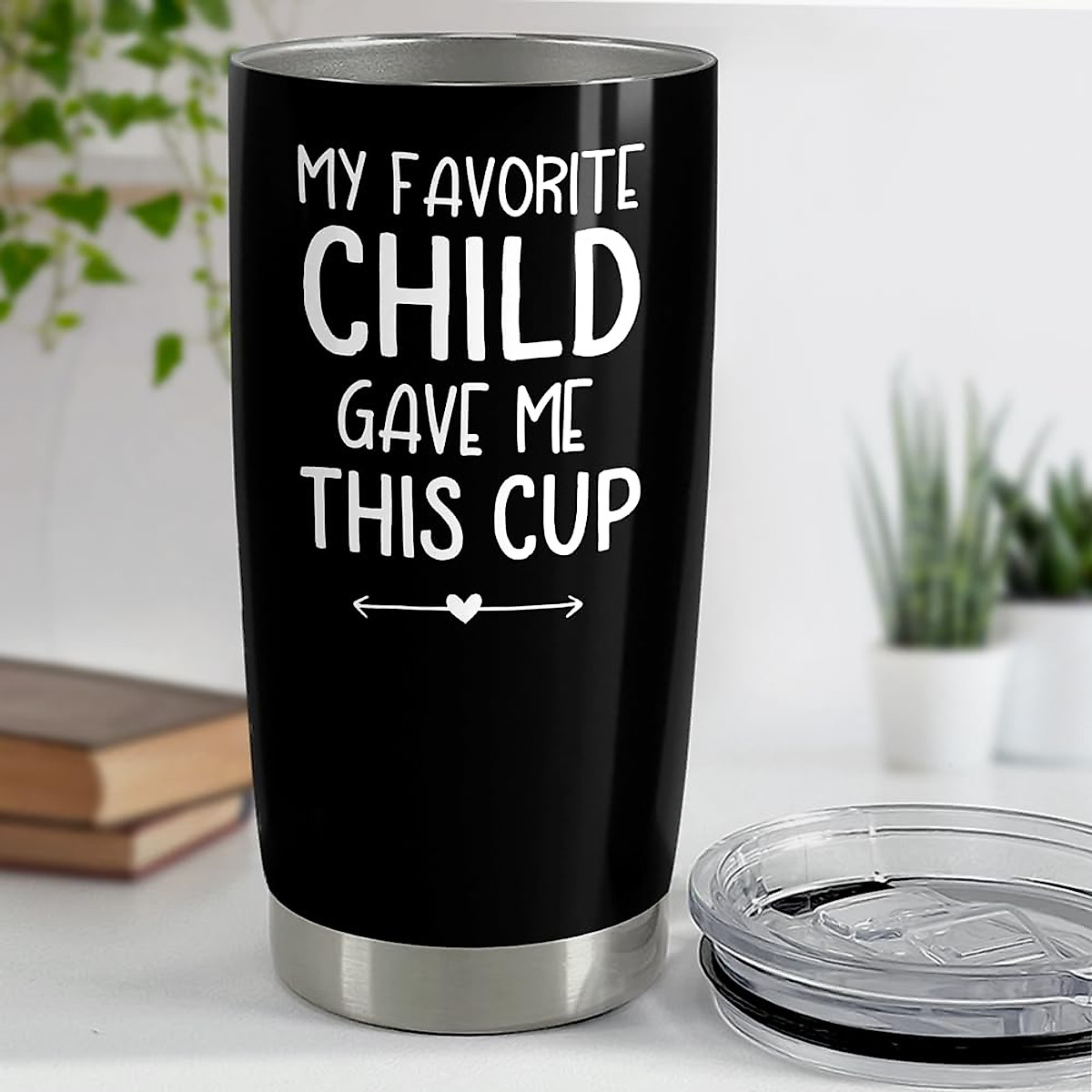 SANDJEST 20oz Stainless Steel Tumbler Gifts for Dad from Daughters Sons Insulated My Favorite Child Gave Me This Cup Travel Mug Christmas Father's Day