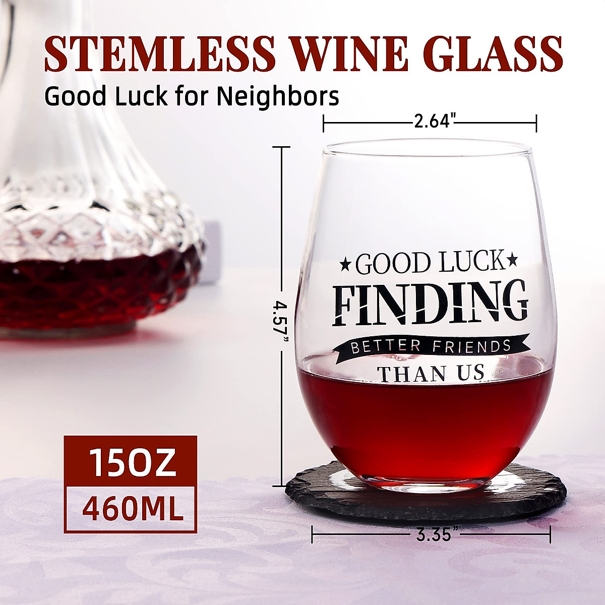 RorAem Wine Glasses Gifts for Friends - Good Luck Finding Better Friends Than Us - Stemless Wine Glass Etched - Funny Farewell Gifts for Friends Neighbors Moving Away Good Bye Wine Glass Cup 16oz