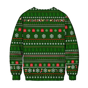 Holiday Sweatshirts For Adults Ugly Christmas Jumper Sweater 3D Digital Print Crewneck Sweatshirt Printed Pullover