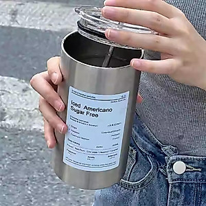 20OZ insulation and cooling ice cream cup, simple office portable car straw water cup, vacuum double-layer coffee cup, 304 stainless steel cold and hot drink travel cup (Silvery)