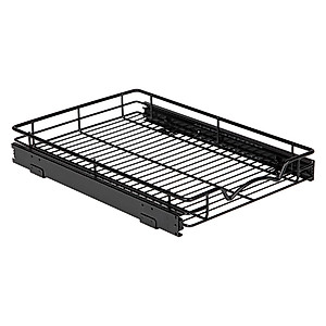 Hold N’ Storage Pull Out Cabinet Drawer Organizer, Heavy Duty-with 5 Year Limited Warranty- Slide Out Shelves, -14”W x 21”D - Requires At Least a 15-1/4” Cabinet Opening, Steel Metal, Black Finish