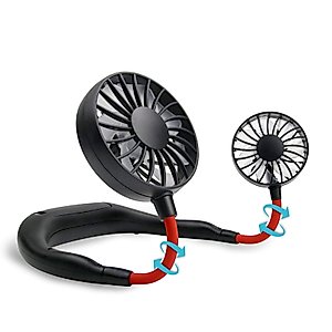 Portable Neck Fan, USB Rechargeable Fan, Hands Free Mini Personal Wearable Necklace Fan can Rotate 360°Freely with Dual Wind Head and 3 Level Air Flow for Office, Kitchen,Travel, Outdoor, Indoor, Desk