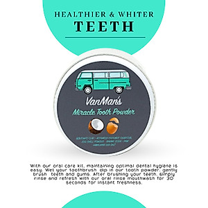 Vanman’s - Miracle Tooth Cleaning Powder Toothpaste (3 Pack) - Fluoride-Free Whitening Tooth Powder with Coconut Charcoal, Eggshell Powder - Remineralizing Tooth Powder - 2.5 Ounce
