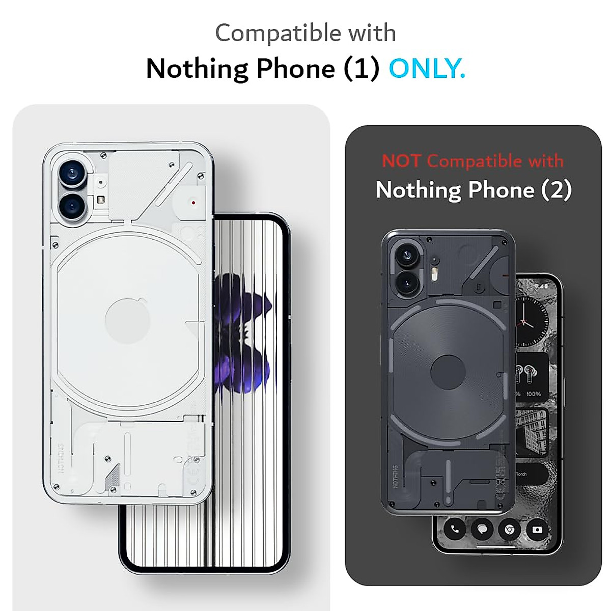 TUDIA Rugged Fit Designed for Nothing Phone (1) Case, [SKN] Shockproof Anti-Yellowing Slim Grip Semi-Transparent TPU Bumper Reinforced Corners Drop Protection for Nothing 1 Phone Case - Frosted Black