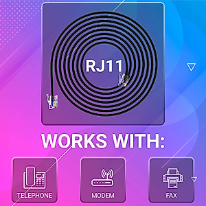 G-PLUG 3FT RJ11 Cable Phone Cord for Landline & Telephone Cord for RJ11 to RJ11 Devices – Smooth, Clear Connections & Optimum Quality – Durable Phone Cable with 4 Gold-Plated Contact Pins (Black)