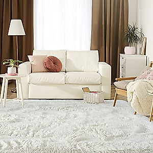 Jelymark Super Soft Shaggy Rug for Bedroom, 8x10 Feet Fluffy Carpet for Living Room, Fuzzy Indoor Plush Area Rug for Home Decor, Furry Floor Rugs for Dorm, Kids Nursery Rug for Girls, Cream White