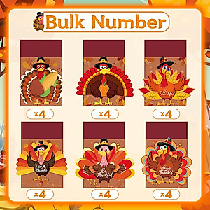 Thanksgiving Cutlery Holder Set 24PCS Thanksgiving Table Decor Set Thanksgiving Table Setting Decorations Thanksgiving Turkey Utensil Décor for Thanksgiving Autumn Fall Harvest Party Table Decoration