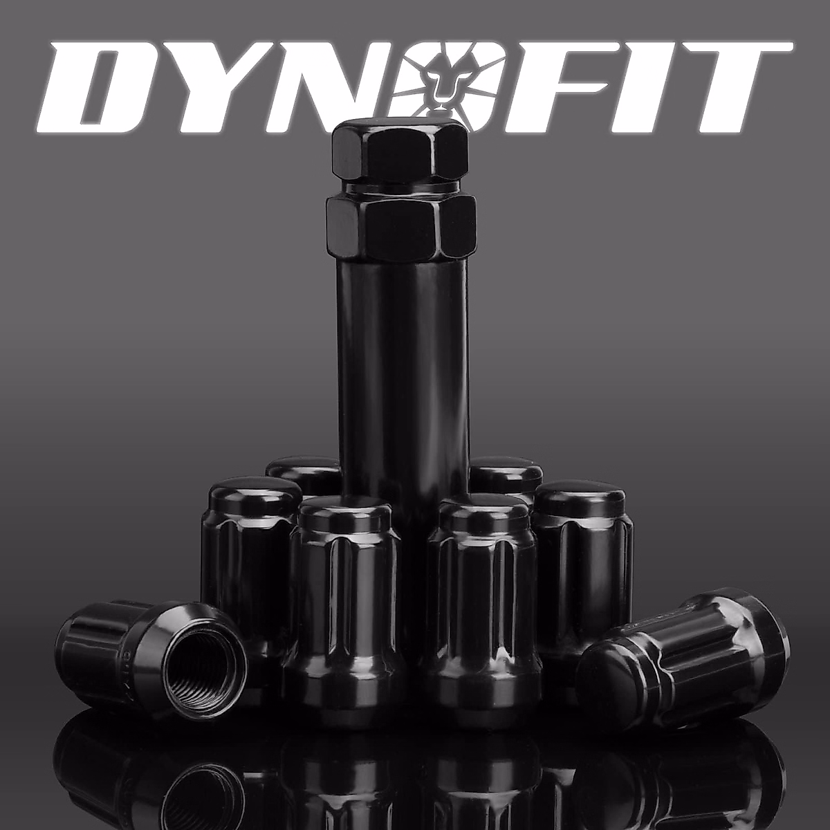 ATV M10x1.25 Aftermarket Lug Nuts for Most Honda Yamaha Kawasaki Suzuki, dynofit 16pcs+1socket 10mm-1.25 Black Spline Drive Conical/Cone Lugnuts for Arctic Cat/Can-Am Tuner Quad, 19mm/21mm Hex Key