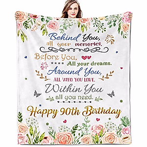 90th Birthday Gifts for Women, 90th Birthday Decorations for Women, 90th Birthday Gifts for Men, 90th Birthday Gift Ideas for Mom Grandma, 90 Year Old Birthday Gifts for Women Throw Blankets 60"x 50"