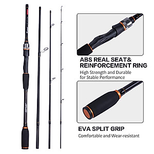 Fishing Rods Spinning Travel Fishing Pole Pack case Portable 4 Sections ulLight Weight Carbon Fiber Poles M Power Medium Action 7ft