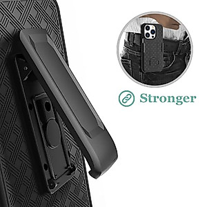 Fingic Compatible with iPhone 14 Pro Max 5G Holster Case Combo Shell Slim Rugged Case with Kickstand Swivel Belt Clip Holster Shockproof Cover for iPhone 14 Pro Max 5G (6.7 inch) 2022, Black