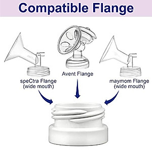 Maymom Bottle Thread Changer Compatible with Spectra 9 Plus Spectra S1 Spectra S2 Flange, Maymom Widemouth Flange, Avent Flange, Compatible with Lansinoh Bottle, Mam Bottle, Pigeon Bottle; 4pc/pk