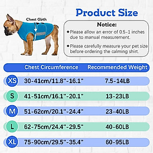 MIGOHI Dog Anxiety Relief Coat,Comfort Anxiety Vest for Dogs,Adjustable Dog Anxiety Calming Wrap for Fireworks,Thunderstorm,Travel, Separation, Dog Anxiety Jacket for Dogs for Medium Dogs,M,Blue