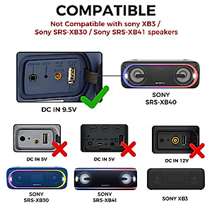 KFD 9.5V AC Adapter Charger for Sony SRS-XB40 BLK BLUE RED Portable Speaker, Sony CMT-V10IPN AC-NSA18-95 AC-FX110 DCC-FX110 DVP-FX921 DVP-FX930 DVP-FX935 DVP-FX950 DVD Player Power Supply Cord Charger