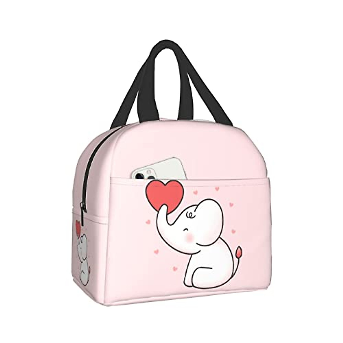 Lunch Bag Cute Elephant With Heart Animal Insulated Lunch Box Reusable Lunch Bags Meal Portable Container Tote For Men Women Work Travel Picnic