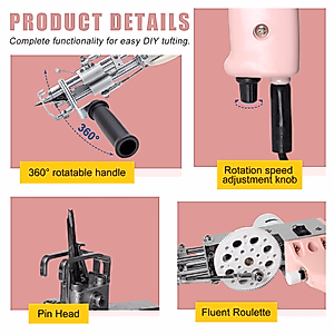 Tufting Gun Kit, 2 in 1 Cut Pile/Loop Pile Carpet Tufting Kit, Tufting Gun + Tufting Fabric 39 * 78 inches + Non-slip Fabric 39 * 70 inches + 12 Wool Balls Beginner's Carpet Maker Starter Kit