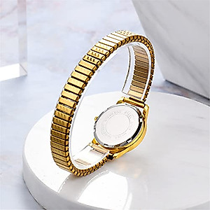 JewelryWe Women's Easy Reader Analog Watch Gold/Silver Plated Elastic Band Wristwatch
