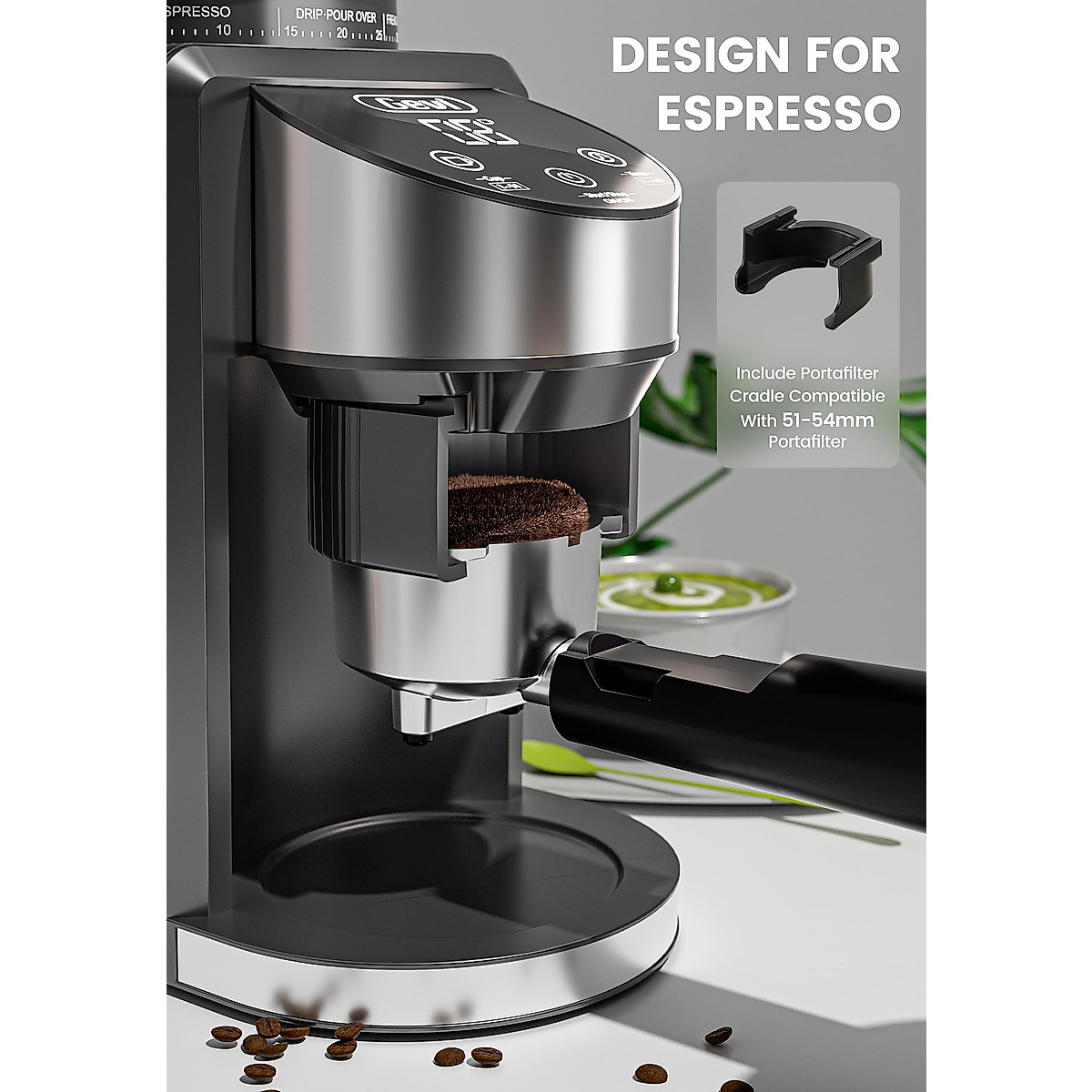 Gevi Espresso Machine 20 Bar High Pressure,Compact Espresso Maker with Milk Frother Steam Wand, Burr Coffee Grinder, Adjustable Burr Mill with 35 Precise Grind Settings, Electric Coffee Grinder