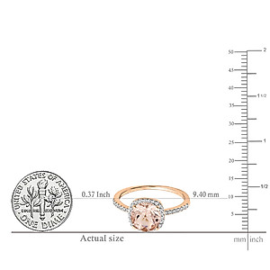 Dazzlingrock Collection 6MM Round Morganite & White Diamond Halo Engagement Ring for Women in 10K Rose Gold Size 6