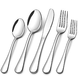 60 Piece Silverware Set for 12, Stainless Steel Flatware Set Tableware Set Inculde Forks Knives Spoons, Mirror Polished Cutlery Set for Home Kitchen and Restaurant Party, Dishwasher Safe