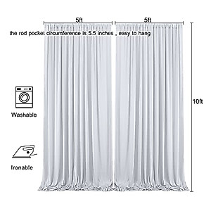 10x10 Silver Grey Backdrop Curtain for Parties Wedding Wrinkle Free Silver Grey Photo Curtains Backdrop Drapes Fabric Decoration for Birthday Party Baby Shower 5ft x 10ft,2 Panels