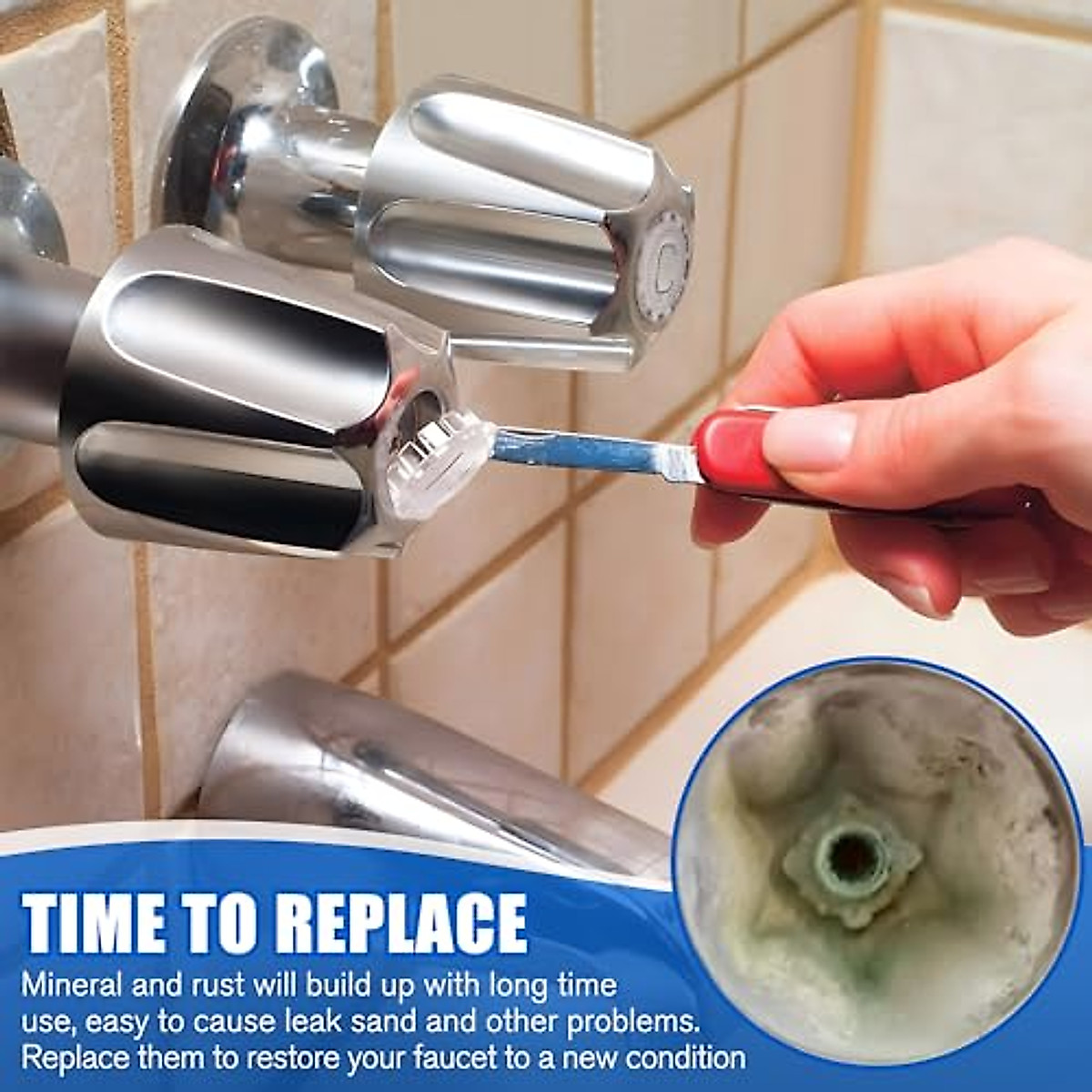 Enhon Bathtub and Shower 2 Handle Remodel Trim Kit Compatible with Pfister Verve Tub Shower, Bathtub Faucet Knob Replacement Include 1 Hot 1 Cold 2 Flanges (Polished Chrome)