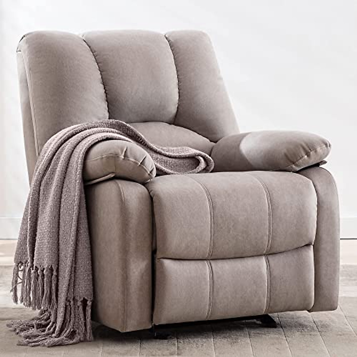 Watson & Whitely Power Recliner Chair for Adults, Fabric Electric Glider Reclining Chair for Living Room and Nursery, Upholstered Rocker Recliner with USB Port, Creamy Grey