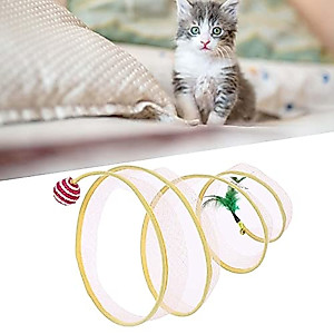 Gralara Cat Tunnel Tube Collapsible Pet Interactive Toy Playing Tent for Puppy Kitten Accessories Home, Sisal Round