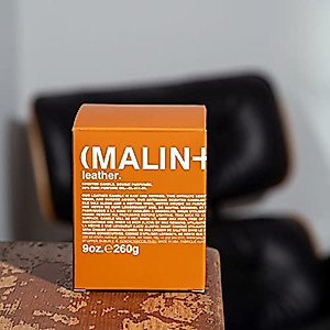 Malin + Goetz Leather Candle – Artisanal Leather Goods Aroma Fragrance, Natural Wax Blend, Modern & Traditional Scent, Vegan & Cruelty Free, Cotton Wick, Lasts 60 Hours