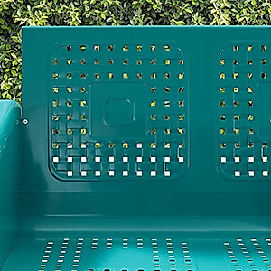 Crosley Furniture CO1024-TU Bates Retro Metal Outdoor Loveseat Glider, Turquoise Gloss