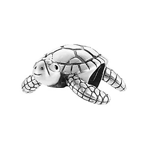 Realistic Baby Turtle 925 Sterling Silver Charm Bead For Pandora & Similar Charm Bracelets or Necklaces