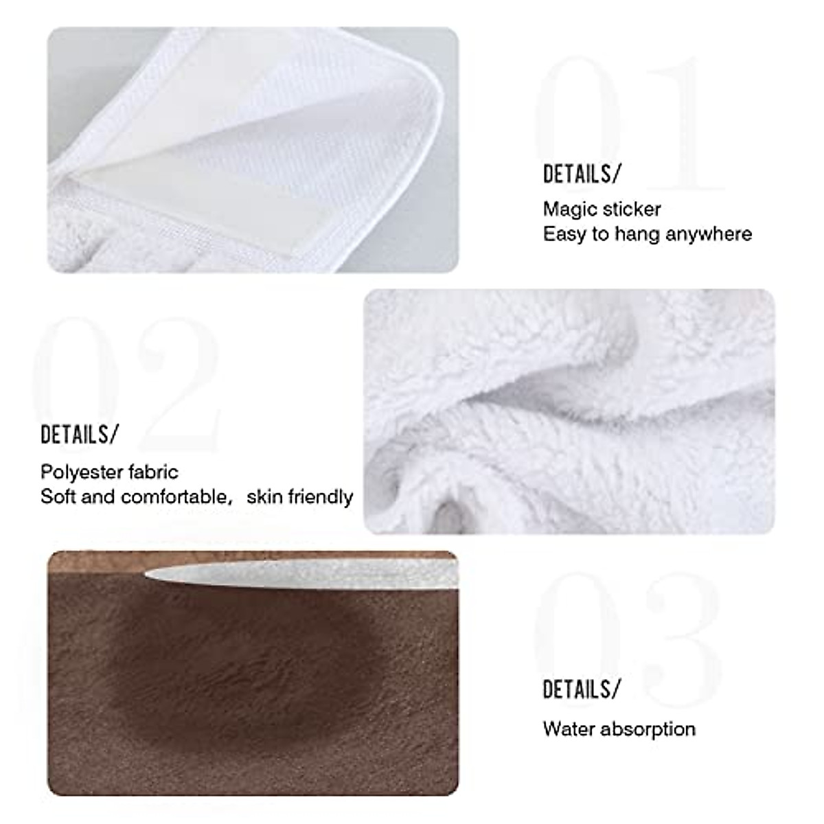 WIHVE Set of 2 Hanging Kitchen Towels Coffee Beens Vintage Absorbent Hand Towel Hanging Tie Towels with Hook and Loop