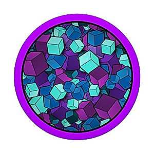 Geometric Cube Shape Blocks Purple Blue Abstract Art Design PopSockets Swappable PopGrip