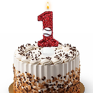CJPSL Baseball Number Candles, Birthday Cake Topper, Rookie of The Year 1st Birthday, Suitable for Birthday Parties, Baseball Theme Parties and Anniversary Celebration Party Decorations (Number 1)
