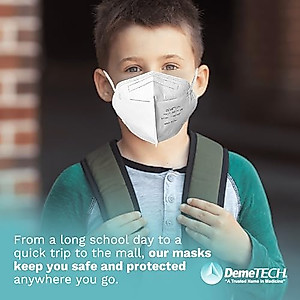 DemeTECH NIOSH N95 Respirator Face Mask, Fold-Style with Headbands, Made in USA, 20 Qty