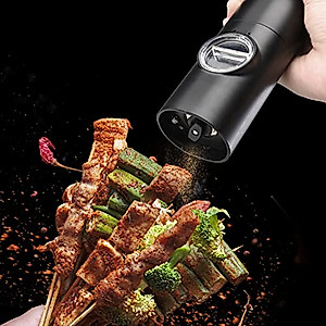 MAEXUS Electric Salt and Pepper Grinder Set, Battery Powered Automatic Pepper&Salt Mill Grinder, LED Light, Adjustable Coarseness (2 Pack)