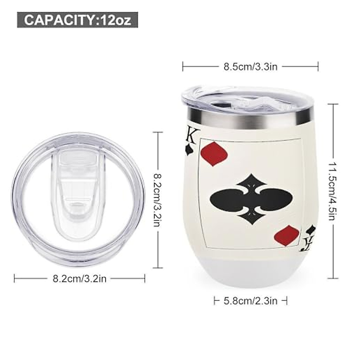 OPTKSNCU 304 Stainless Steel Insulated Cup with Lid, Spades K Poker Print Durable, And Easy to Clean – Ideal for Home, Office, And Gift Giving