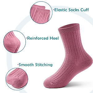 Moon Tree Big Girls Cotton Socks for Kids Seamless Crew Socks Cartoon Quarter Socks 6 Pack 8-10 Years