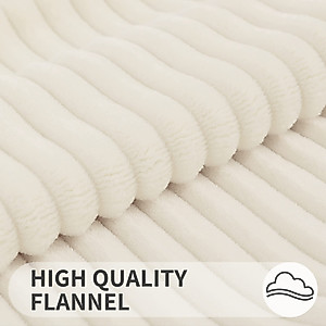 Simmore Decorative Throw Pillow Covers 18x18 Set of 2, Soft Plush Flannel Double-Sided Fluffy Couch Pillow Covers for Sofa Living Room Home Decor, Cream White