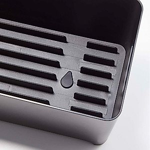 YAMAZAKI Home Slim Drainer Basket-Modern Kitchen Strainer Plastic | Dish Rack, One Size, Black