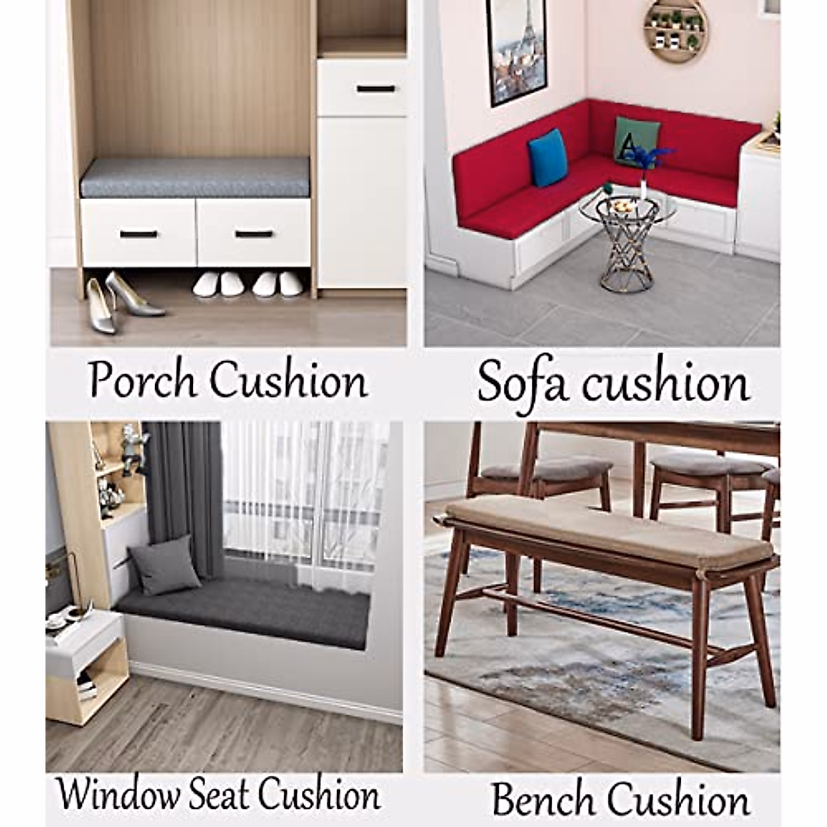 MYLSMPLE Custom Size Bench Cushion for Indoor Outdoor Patio Furniture Window Seat Swing Cushion Porch Bench Chair Pads (Custom, Custom)