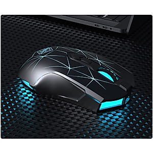 AJ52PRO Watcher 2.4G Wireless/ Bluetooth 5.0/ Wired Gaming Mouse, 10000 DPI, Programmable 7 Buttons, Ergonomic LED Backlit USB Gamer Mice Computer Laptop PC, for Windows Mac Linux OS, Star Black
