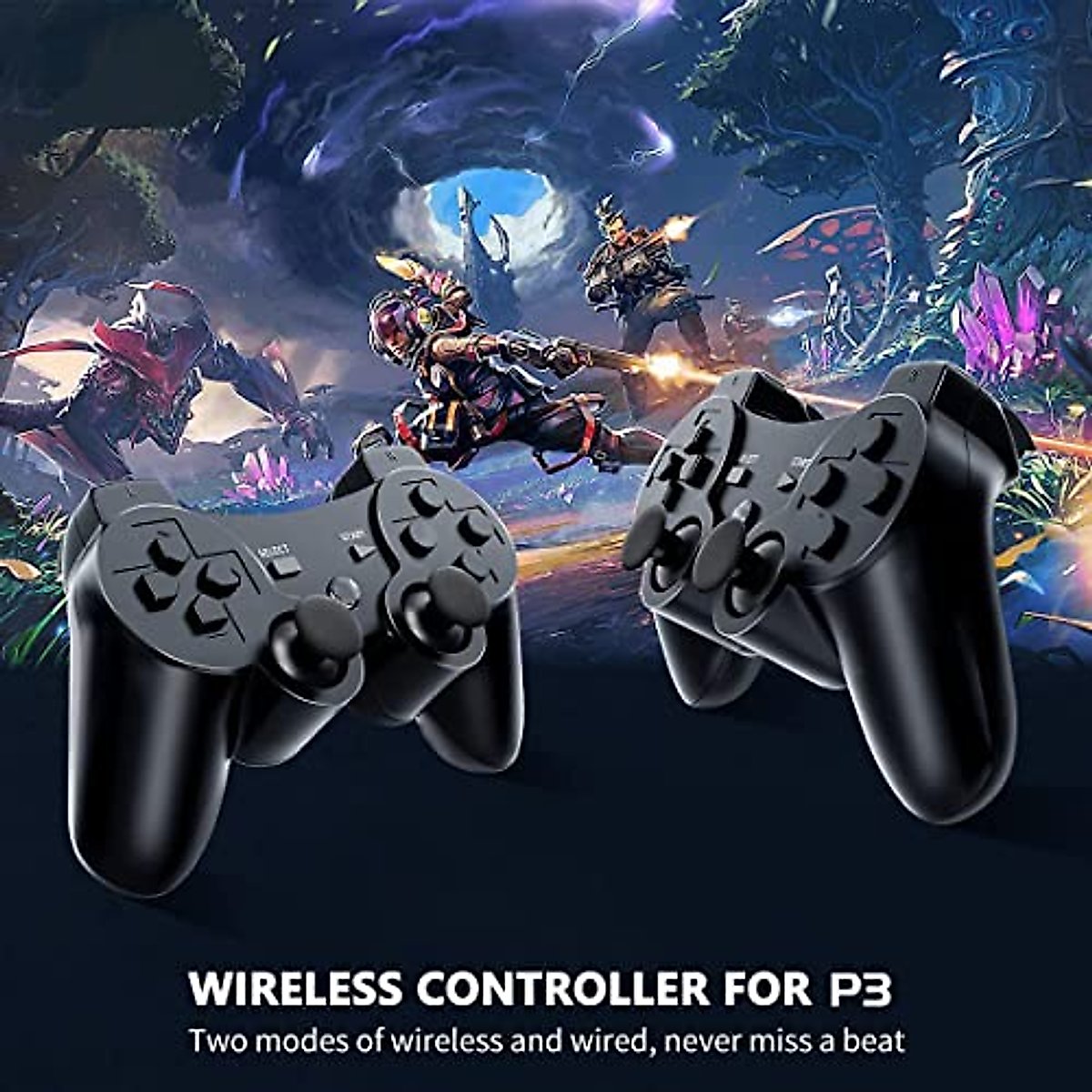 Boowen Wireless Controller for PS3, Upgraded Gaming Controller, 6-Axis High Performance Motion Sense Double Shock 360° Analog Joysticks Remote, Compatible with Sony PlayStation 3