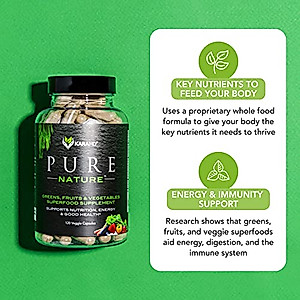 KaraMD Pure Nature - Fruit & Veggie Superfood Supplement with Antioxidants for Energy, Cognitive Clarity, Immunity & Digestion Support - Vegetable Capsules - 30 Servings (120 Capsules).