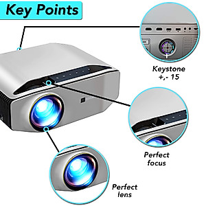 Movie Projector, GooDee Portable Outdoor Native 1080P Home Theater Video Projector, Full HD LCD 300 Inch, contrast 10000:1 with 100,000 hrs Lamp Life, Compatible with PC, PS4, TV Stick, HDMI, YG620