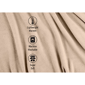 Martex Fleece Blanket Queen Size - Fleece Bed Blanket - All Season Warm Lightweight Super Soft Anti Static Throw Blanket - Beige Blanket - Hotel Quality- Blanket For Couch (90x90 Inches, Beige)
