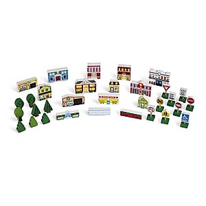 Melissa & Doug Wooden Town Play Set With Storage Tray (32 pcs)